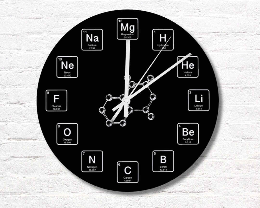 Chemistry Wall Clock With Periodic Table Numbers 14 Diameter, Great ...