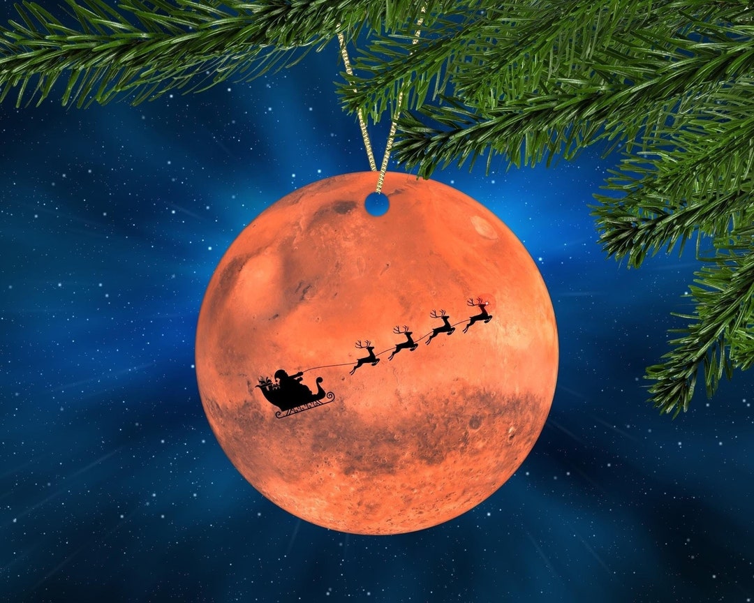 Personalized Planet Mars Ornament With Santa and Reindeer, Christmas ...
