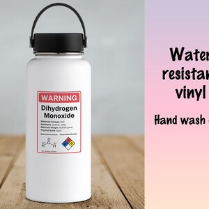 Dihydrogen Monoxide Warning Label, Funny Stickers, Water Bottle ...