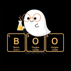 Cute Science Halloween Shirt, Ghost Scientist With Periodic Table of ...
