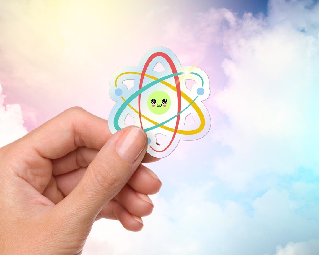 Cute Atom Sticker, Holographic Vinyl, Stick on a Laptop, Notebook ...