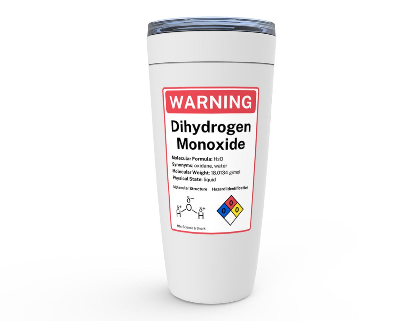 Dihydrogen Monoxide Warning Label Tumblers Funny Chemistry - Etsy