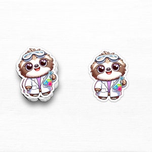 Sloth Scientist Sticker, Cute Science Stickers, Stick on a Laptop ...