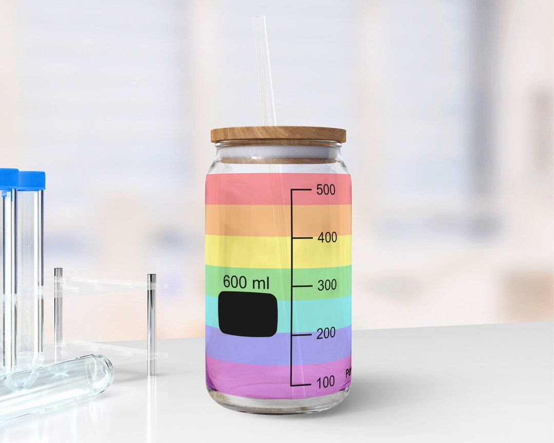 Personalized Rainbow Pride Beaker Glass Can Tumbler With Straw, Fun ...