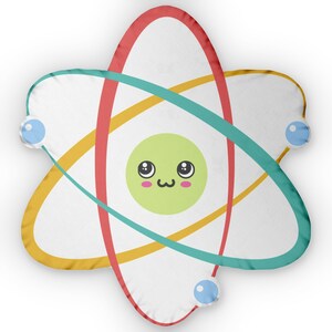 Kawaii Atom Throw Pillow, Classroom, Living Room or Becroom Decor, Gift ...