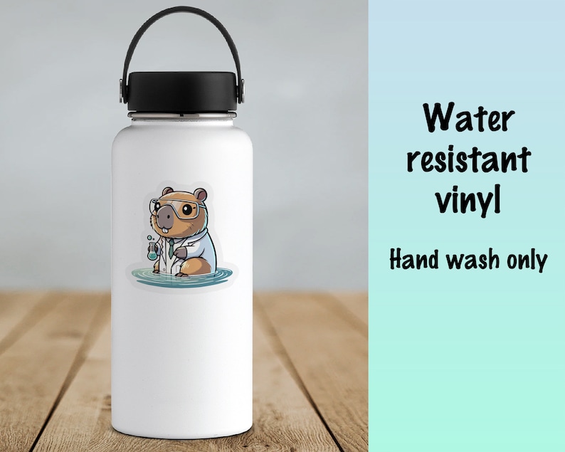 Capybara Scientist Sticker, Glossy Vinyl, Stick on a Laptop, Notebook ...