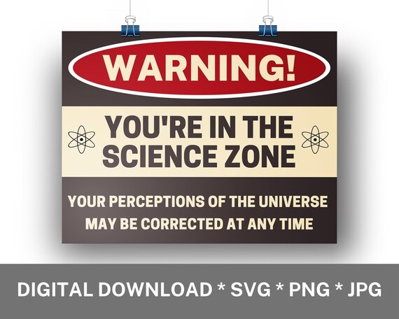 Warning You're in the Science Zone Digital Download - Etsy