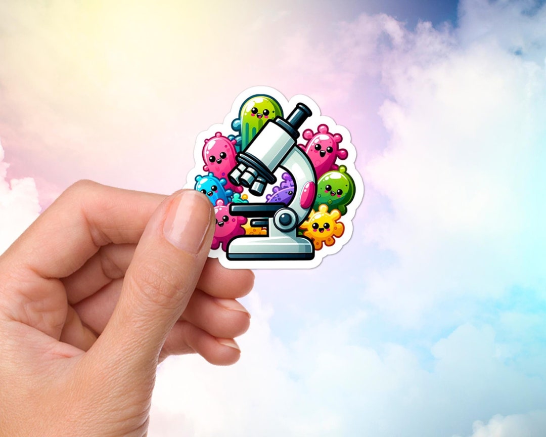 Cute Microbiology Sticker, Glossy Vinyl, Stick on a Laptop, Water ...