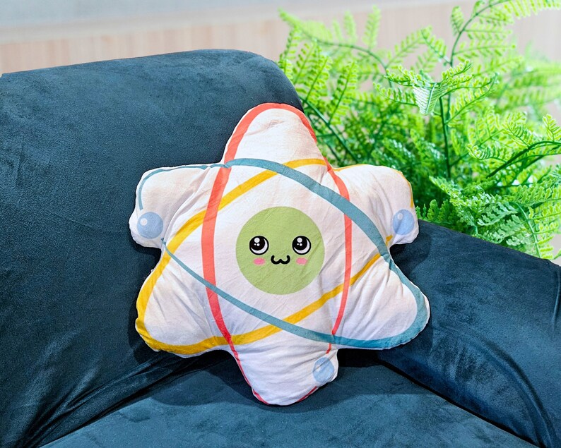 Kawaii Atom Throw Pillow, Classroom, Living Room or Becroom Decor, Gift ...