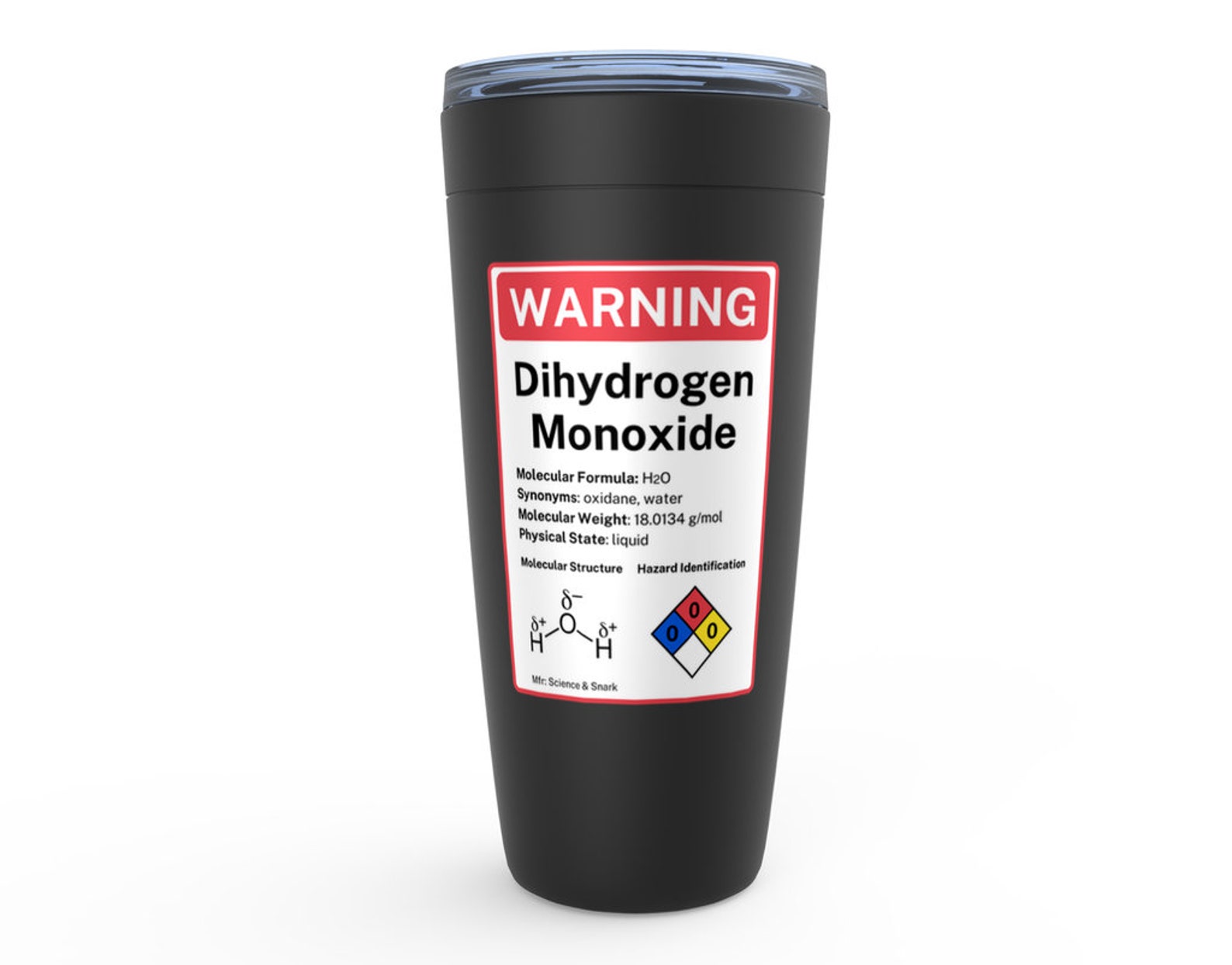 Dihydrogen Monoxide Warning Label Tumblers Funny Chemistry - Etsy