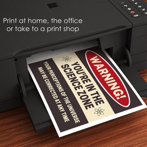 Warning! You're in the Science Zone Digital Download, Science Classroom ...