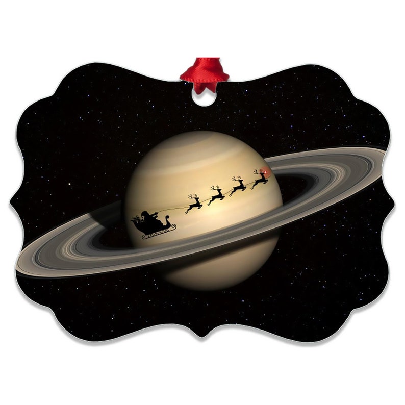 Personalized Saturn Ornament With Santa and Reindeer Saturn | Etsy