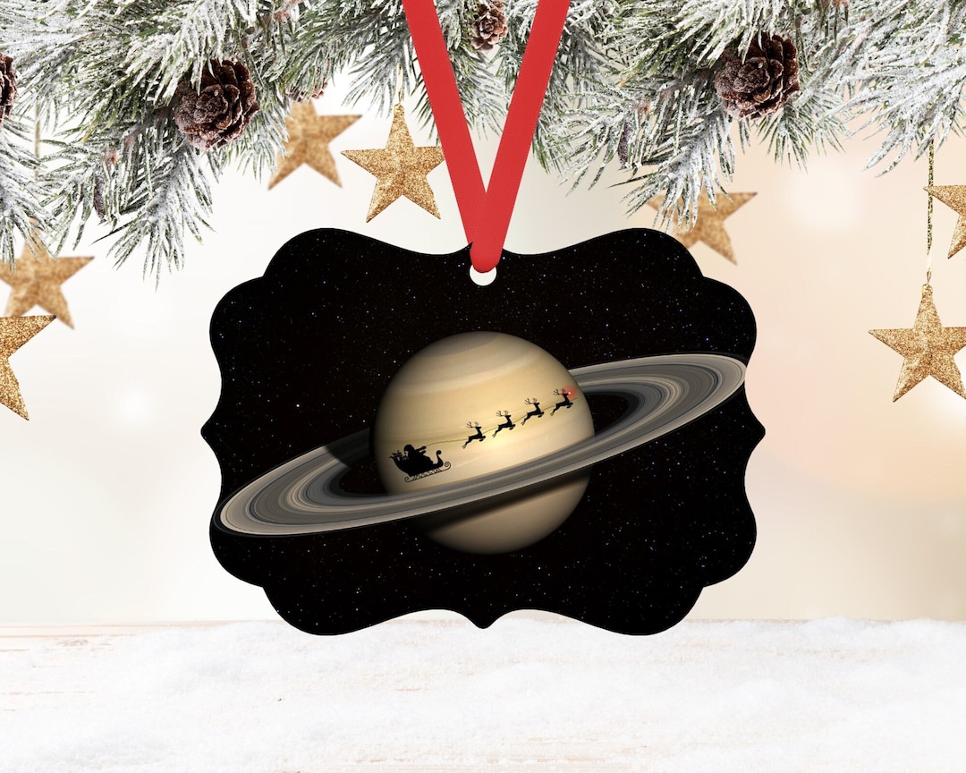 Personalized Saturn Ornament With Santa and Reindeer, Saturn Christmas ...