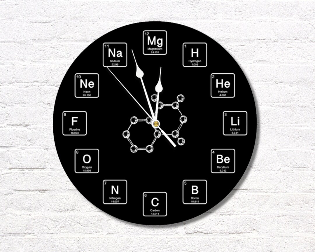 Chemistry Wall Clock With Periodic Table Numbers 9.8 Diameter, Great ...