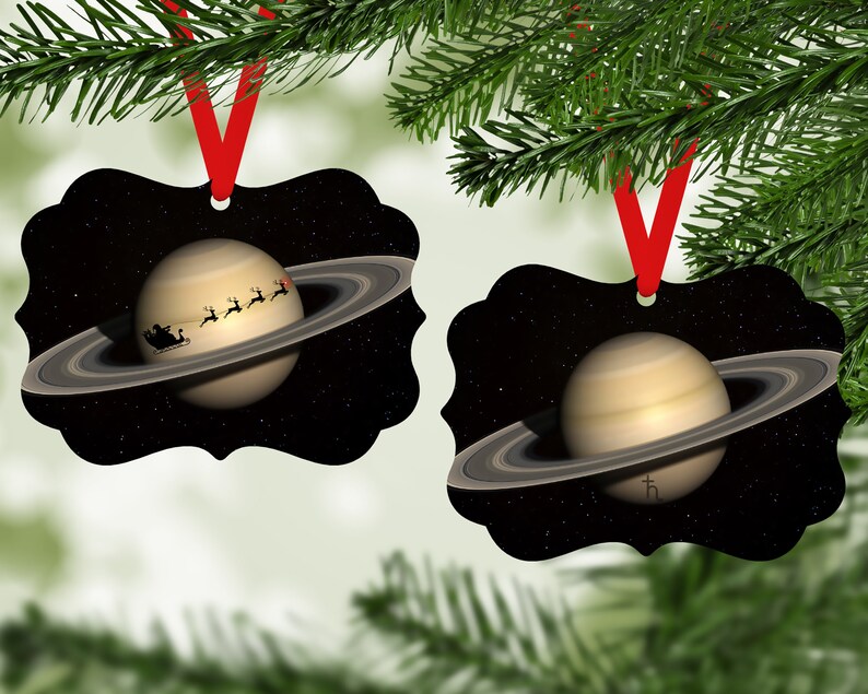 Personalized Saturn Ornament With Santa and Reindeer Saturn | Etsy