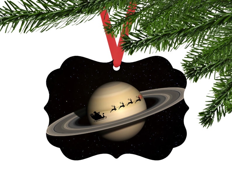 Personalized Saturn Ornament With Santa and Reindeer Saturn | Etsy