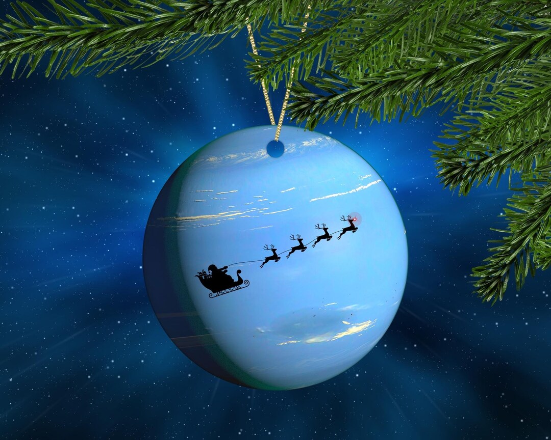 Personalized Neptune Ornament With Santa and Reindeer, Christmas ...