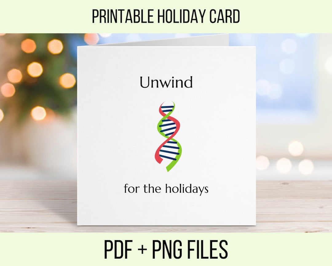 Tarjetas navideñas de ADN imprimibles, Relájese para las fiestas PNG ...