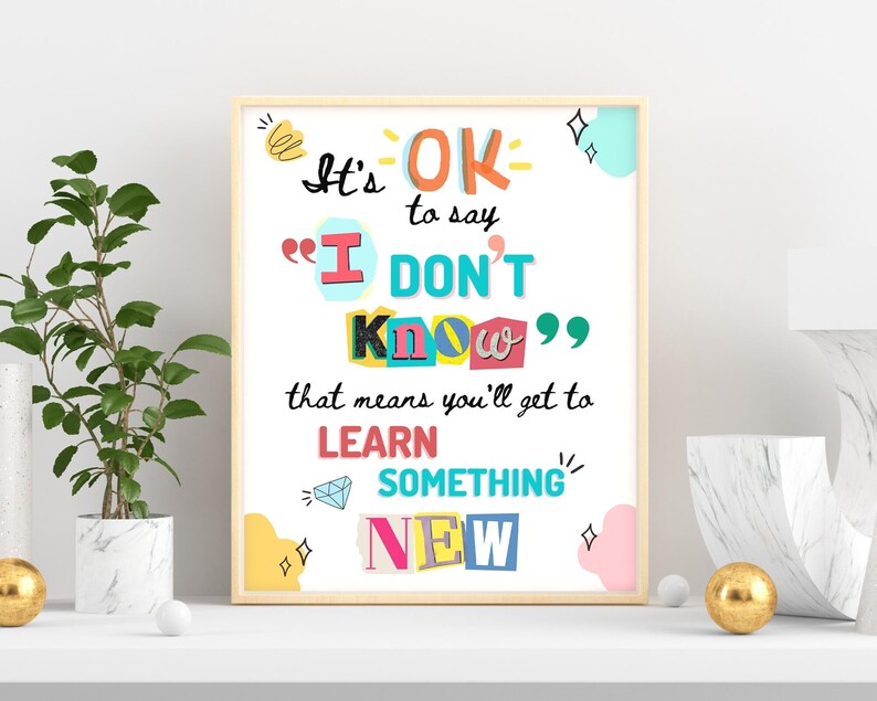 Back to School Classroom Poster It's OK to Say I - Etsy