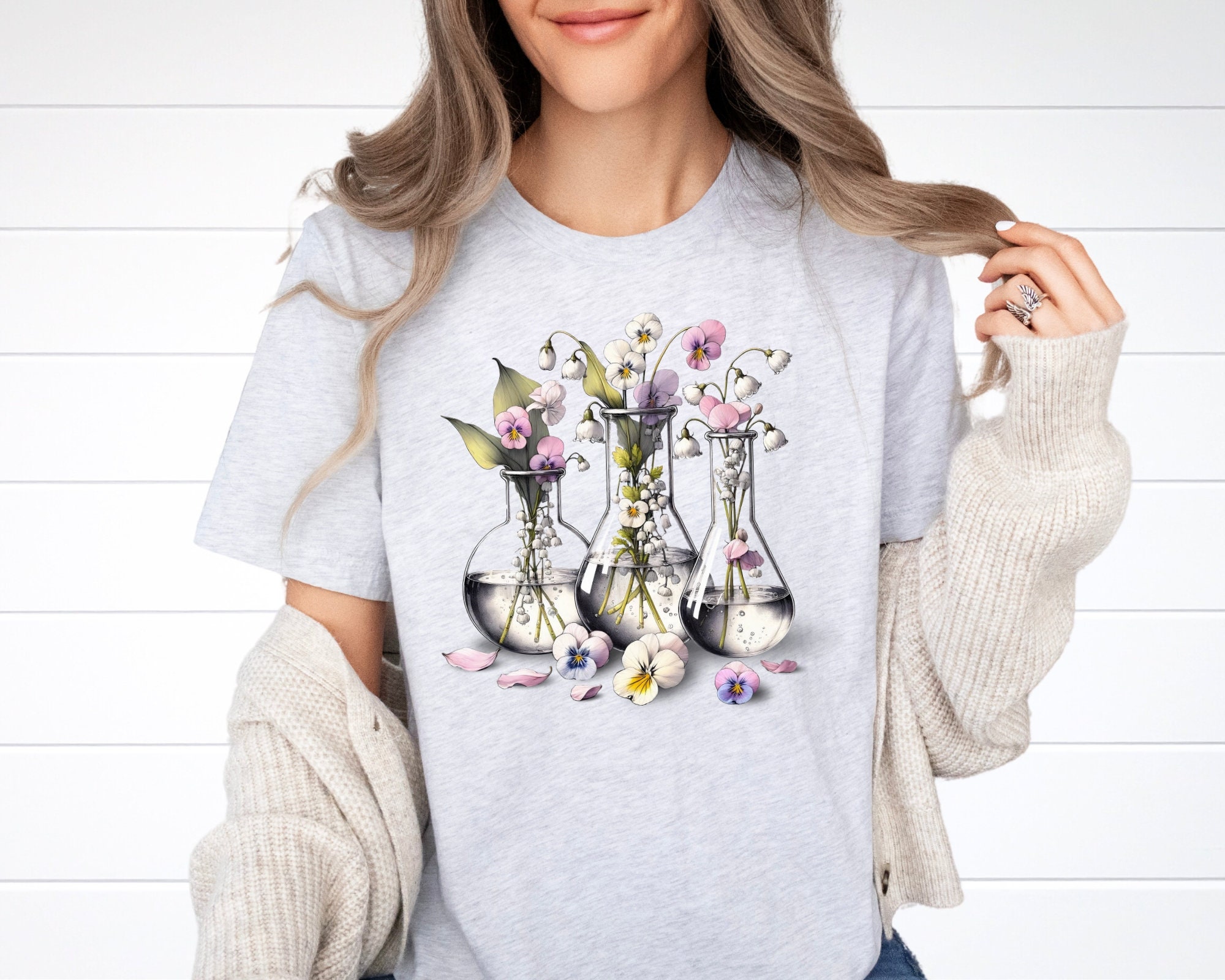 Flowers and Flasks Shirt, Great Gift for a Chemistry Teacher, Science ...