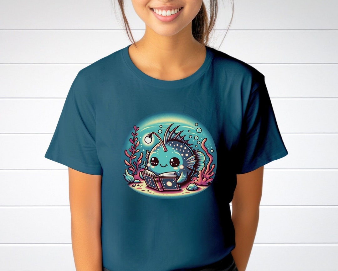 Light Reading Shirt, Cute Angler Fish, Funny Gift for Book Lovers ...