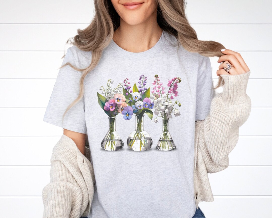 Lab Flasks and Pansies Shirt, Great Gift for a Chemistry or Science ...