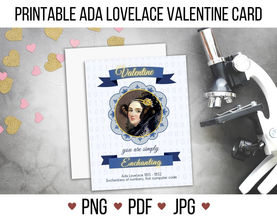Printable Ada Lovelace Valentine Card 4.25 X 5.5 - Etsy