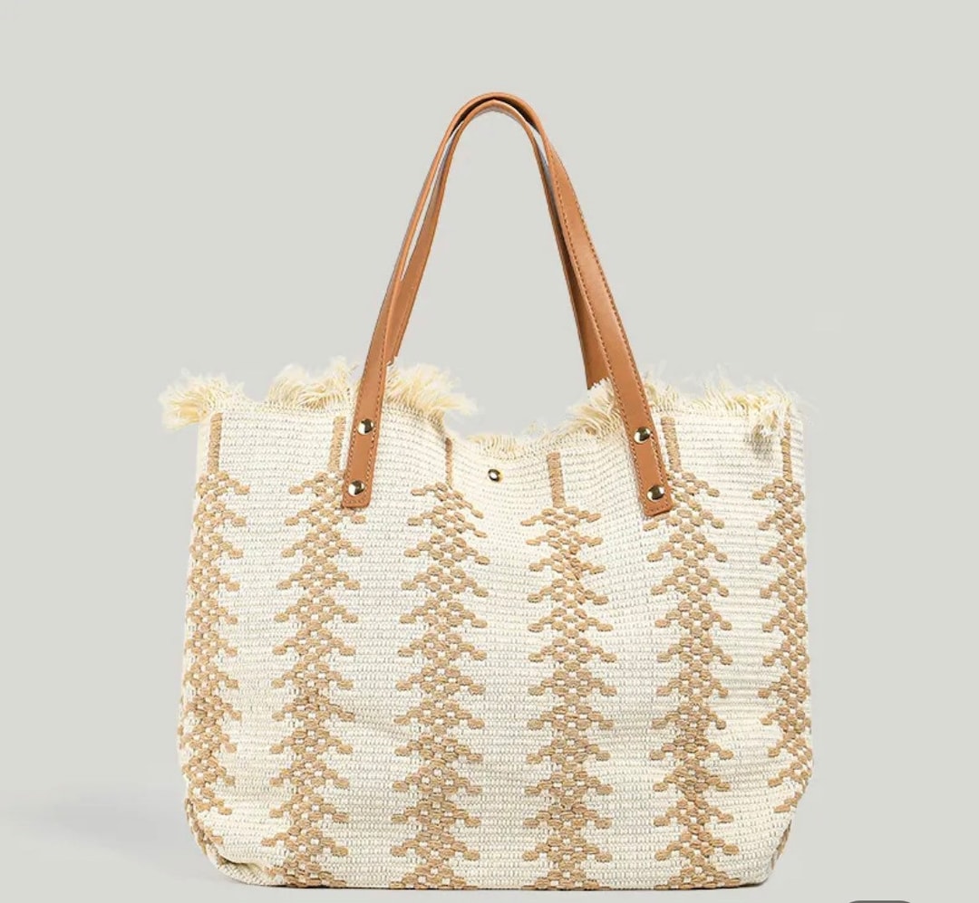 SUMMER BAG Soft Fray Geo Print Tote Summer Bag Spring Bag Beach Tote ...