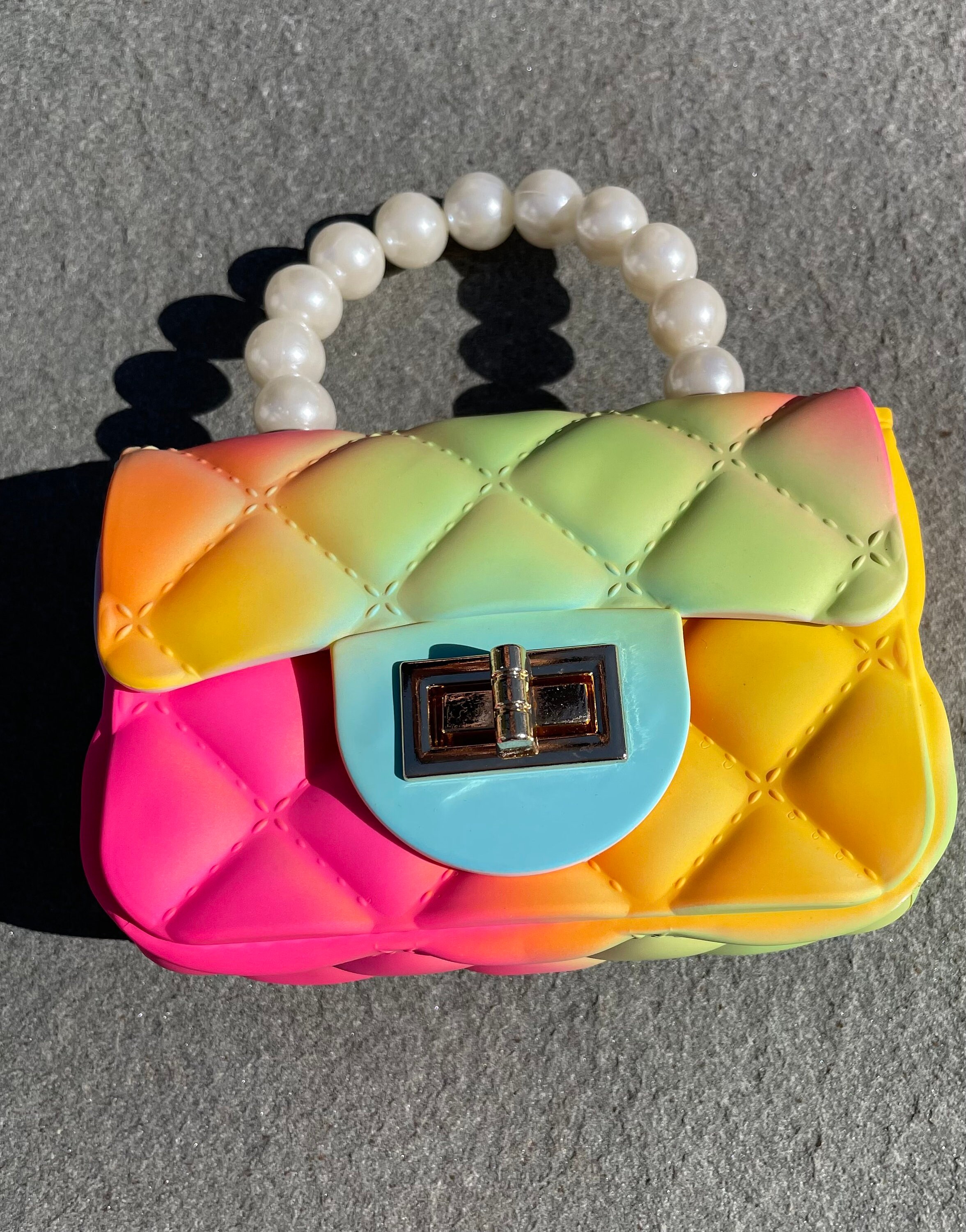 JELLY Purse MINI Kids Purse Quilted Bag Pearl Handle Chain | Etsy