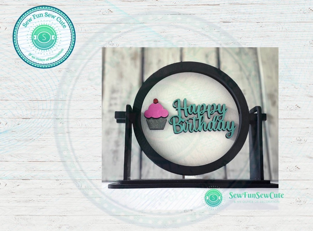 Interchangeable Happy Birthday Tabletop Sign: Birch Wood Shelf Sitter ...