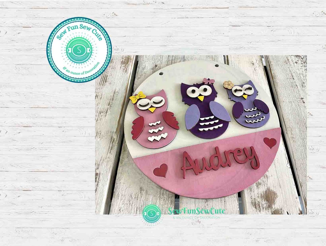 Personalized Owl Wooden Door Hanger: DIY Nursery Decor - Etsy