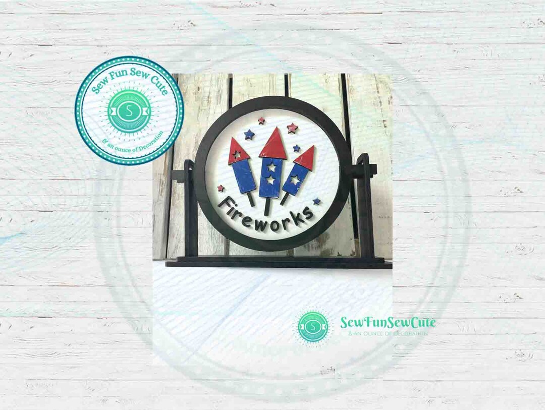 Sign, Indoor Sign, Tabletop Sign, Firework Sign, 4th of July Patriotic ...