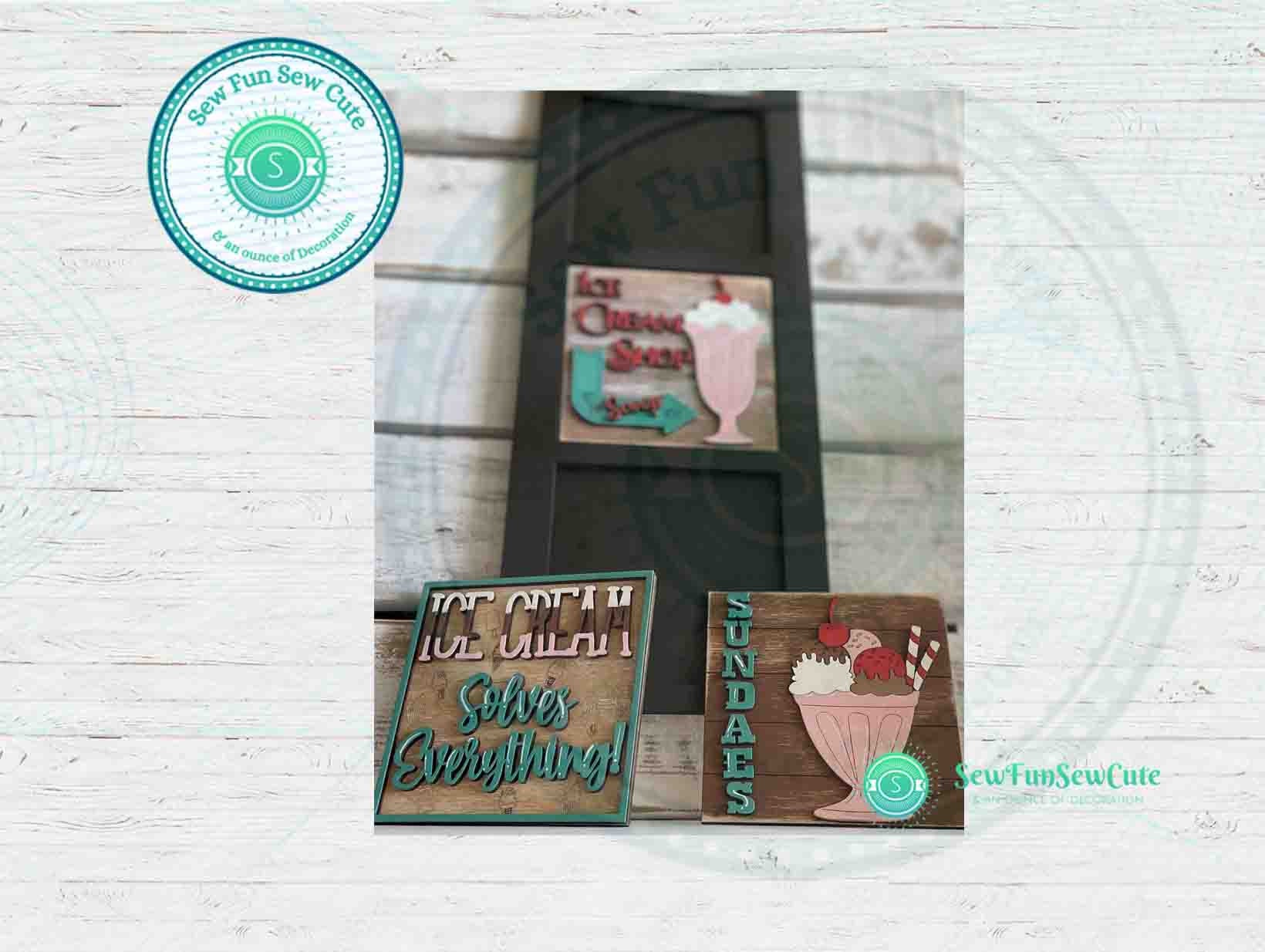 DIY Ice Cream Squares: Interchangeable Ladder Insert, Summer Decor - Etsy