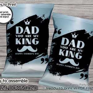 DIGITAL Chips Bag for Father's Day, Gift for Super Dad, Printable Daddy ...
