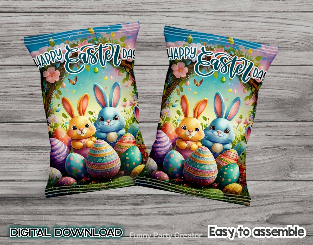 DIGITAL Happy Easter Bunnies Chips and Little Gift Package, Happy ...