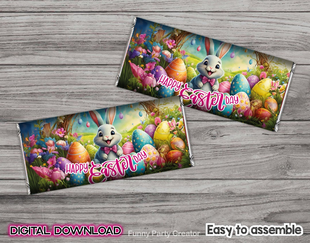 DIGITAL Easter Bunny Chocolate Wrapper for Easter, Printable Herseys ...
