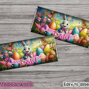 DIGITAL Easter Bunny Chocolate Wrapper for Easter, Printable Herseys ...