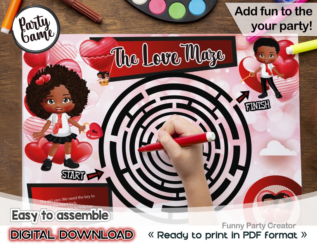 Printable Valentine's Day Maze Game, Kids' Love-themed Puzzle, Fun ...