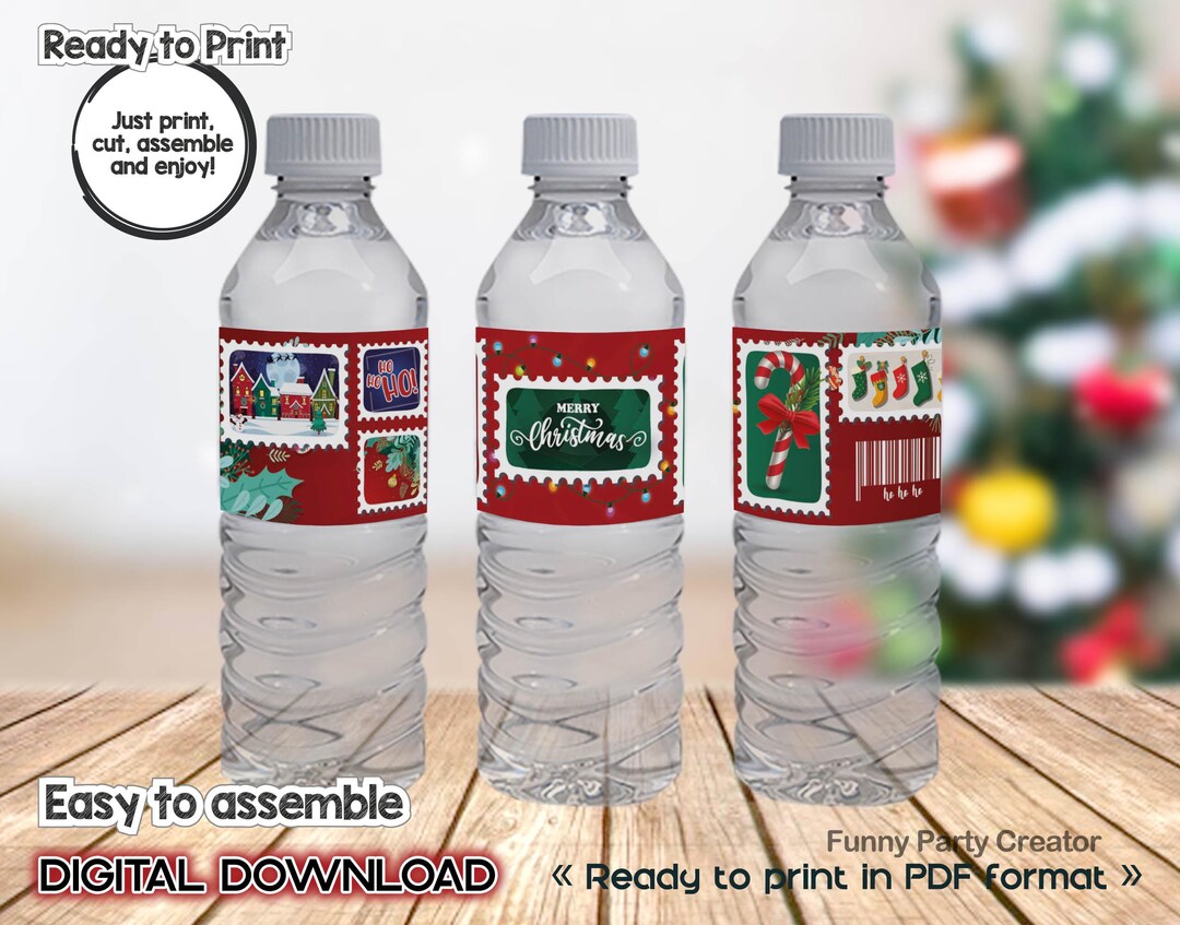 Ready-to-print Merry Christmas Water Bottle Label, Printable Party ...