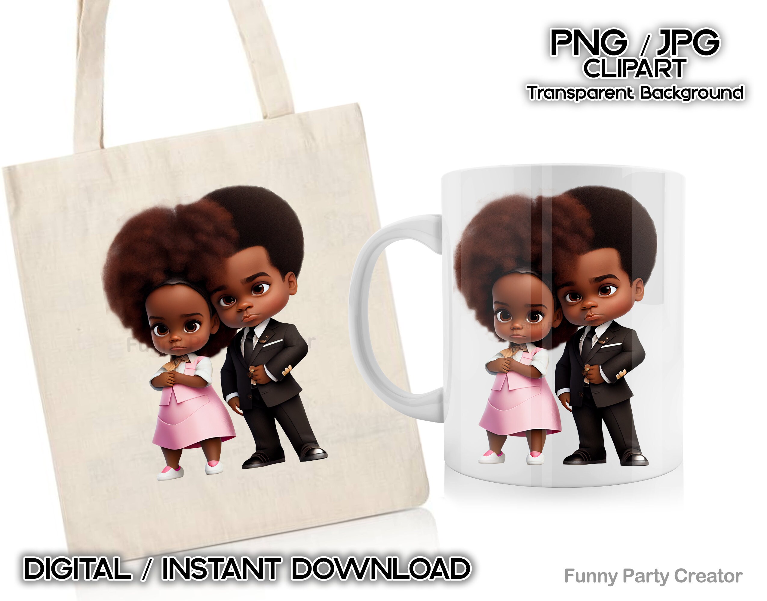 DIGITAL Boss Couple Baby Clipart for Valentine Day, Girl and Boy, Gift ...