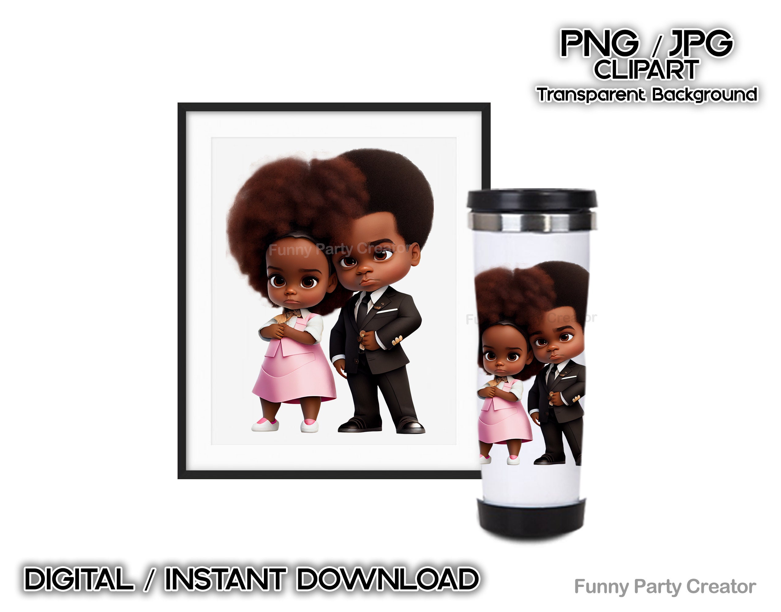 DIGITAL Boss Couple Baby Clipart for Valentine Day, Girl and Boy, Gift ...