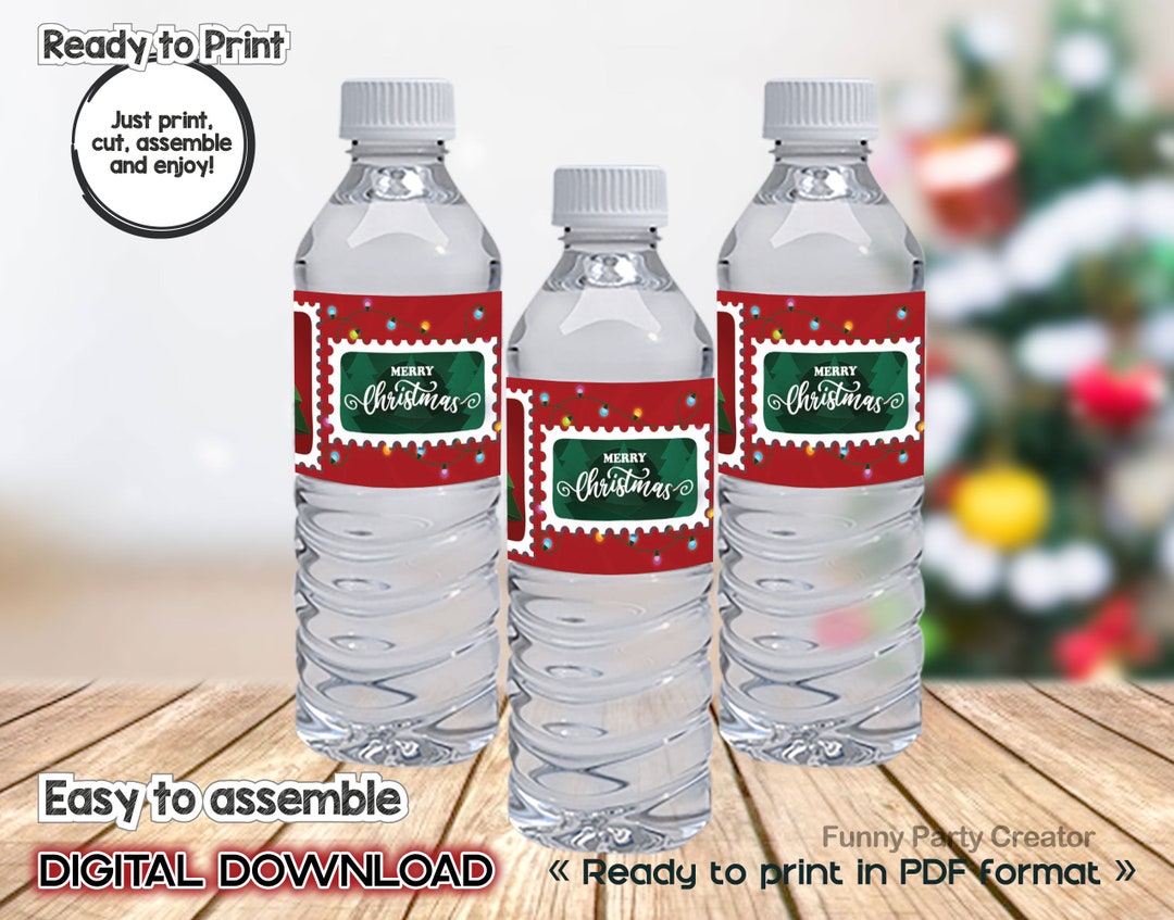 Afro American Merry Christmas Water Bottle Label, Printable Party ...