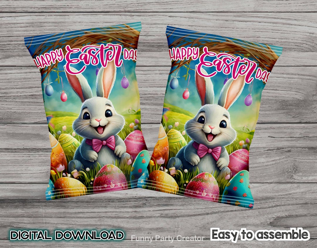DIGITAL Easter Bunny Chips and Little Gift Package, Happy Easter Snack ...