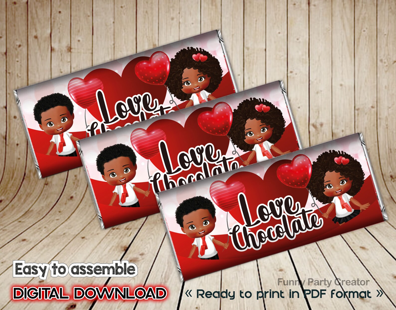Printable Chocolate Wrappers for Valentine's Day, Romantic Candy Bar ...