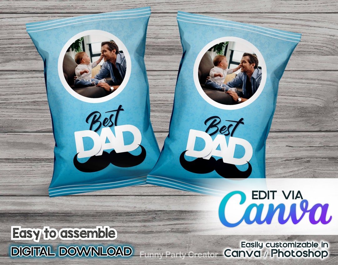 DIGITAL Chips Bag for Father's Day Customizable With CANVA, Gift for ...