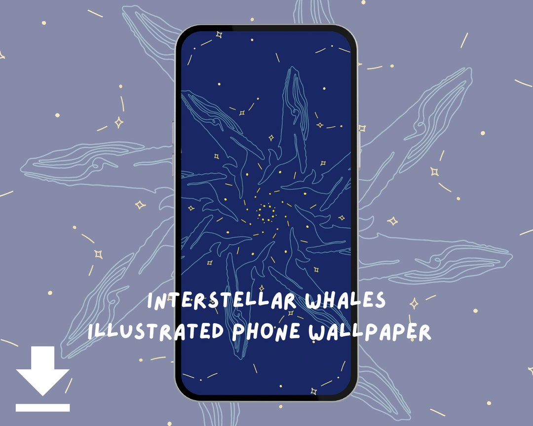 Interstellar Whales One-line Illustrated Phone Wallpaper/background ...