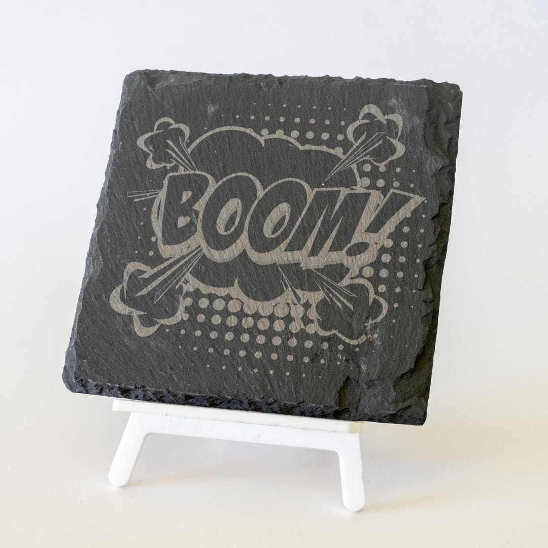 4x4 Slate Coasters With Comic Book Word Art Phrases Pop Art Coaster Set ...