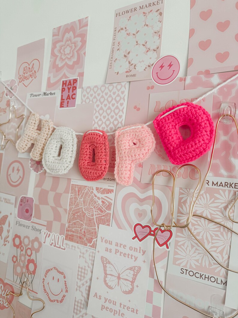 Custom Handmade Crochet Puff Letter Banner Cute Decor Fabric Wall ...