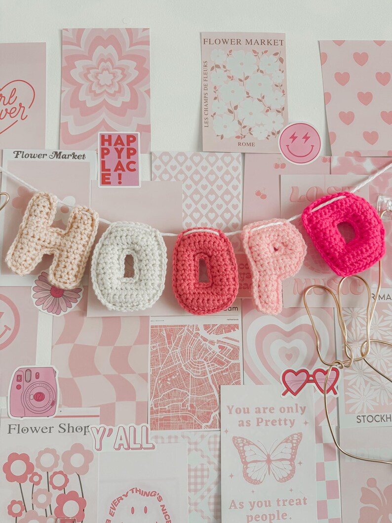 Custom Handmade Crochet Puff Letter Banner Cute Decor Fabric Wall ...