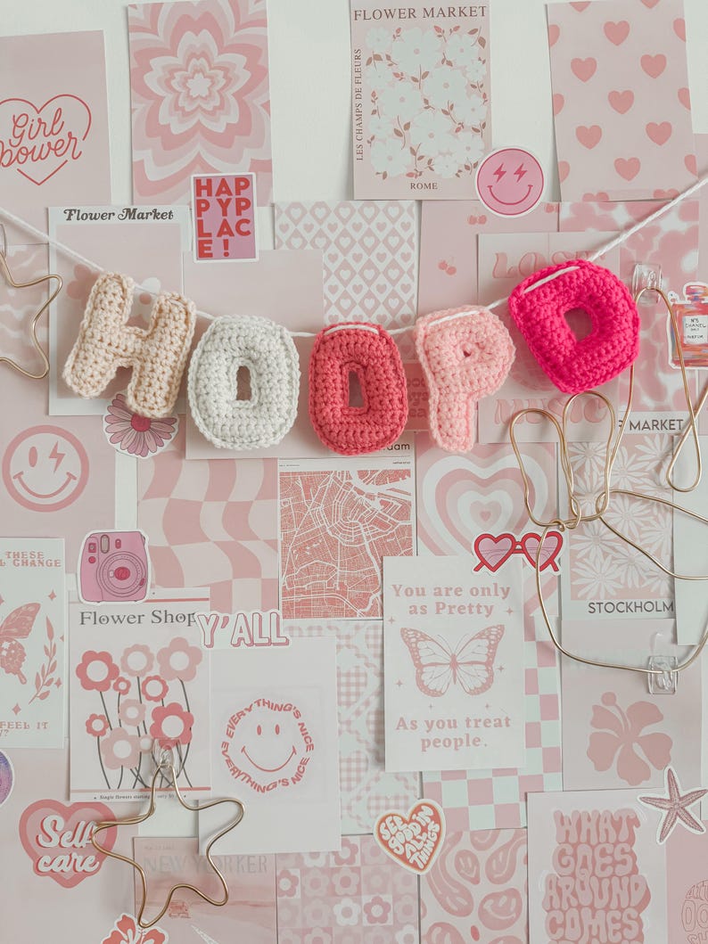 Custom Handmade Crochet Puff Letter Banner Cute Decor Fabric Wall ...